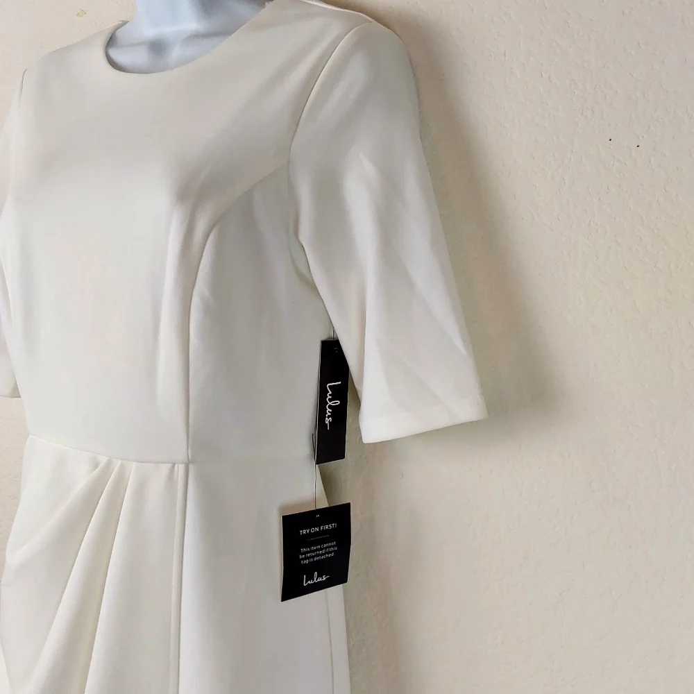 Lulus | Dresses | Lulus Westwood White Half Sleeve Sheath Dress | Poshmark